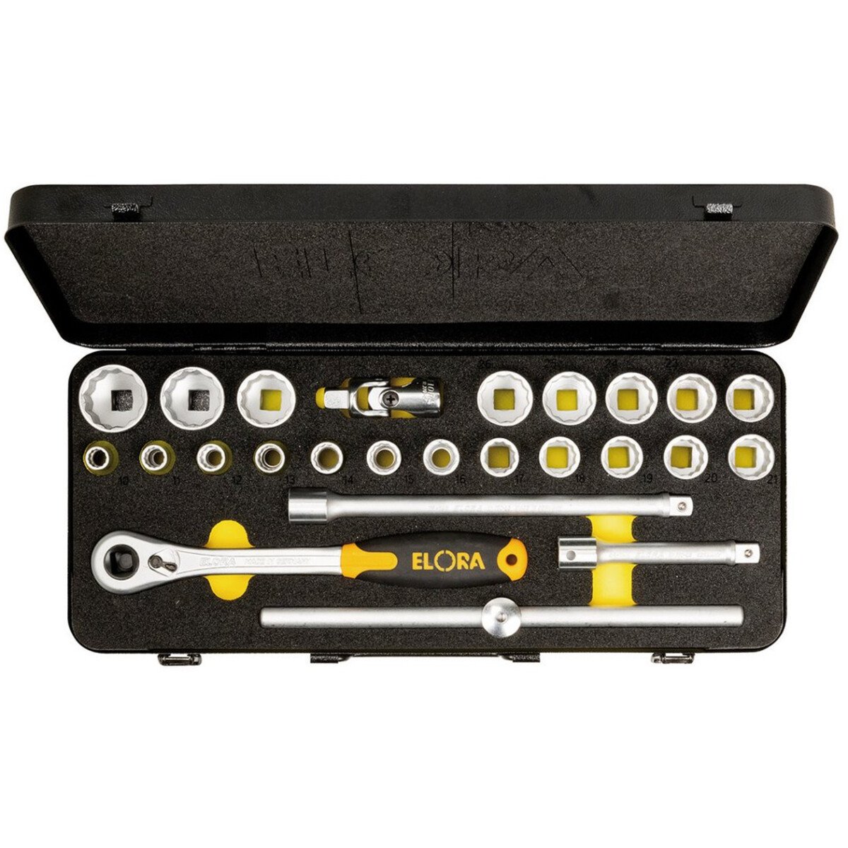 Elora 18136 Limited Edition Metric Socket Set, 1/2" Sq. Dr. (25 Piece ...