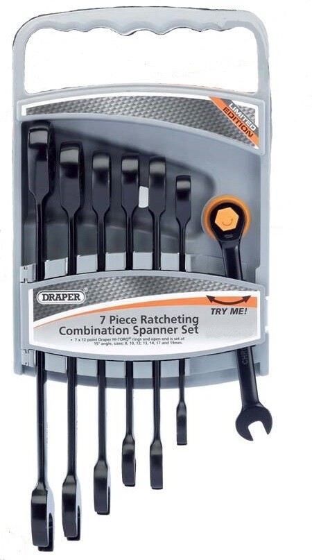 Draper 7 Piece Metric Ratcheting Combination Spanner Set from Lawson HIS