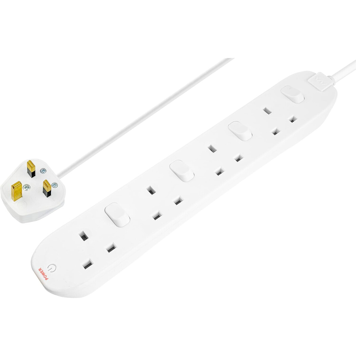Masterplug SWC4210N Four Socket Extension Lead, 2 Metre Cable ...