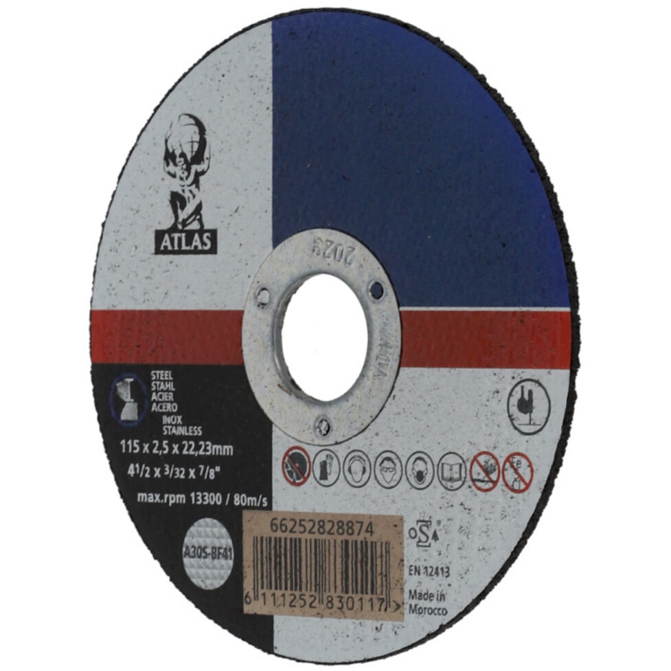 Atlas 66252828874 Flat Metal Cutting Disc 115mm x 2.5mm (4 1/2") A30S ...